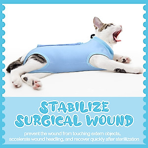 6 Pcs Cat Recovery Suit Kitten Recovery Suit Surgical Abdominal Skin Anti Licking Pajamas for Cats E Collar Alternative for Cats and Dogs After Surgery Wear, 6 Colors (Medium)