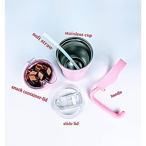 JOVIAL All In One Insulated Snack and Drink Cup 12 Oz-Glitter Pink