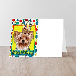 CafePress Birthday Cupcake Yorkie Folded Greeting Card Matte