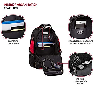 SwissGear 1900 Scansmart TSA 17-Inch Laptop Backpack, Black/Red