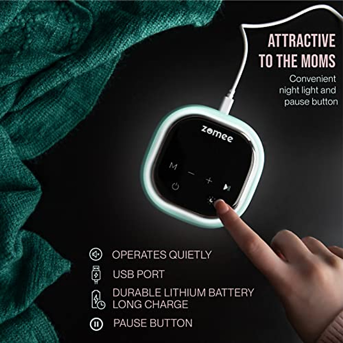 Zomee Z2 Double Electric Wearable Breast Pump & Travel Bag – Low-Noise, Discreet, Portable & Hands-Free – Hospital-Grade Strength: 3 Pumping Styles / 19 Suction Levels – Phthalate-Free Silicone