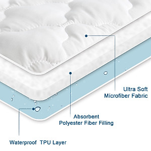 Full Size Mattress Protector Waterproof, Breathable & Noiseless Full Mattress Pad Cover Quilted Fitted with Deep Pocket Strethes up to 14" Depth (54"x 75")