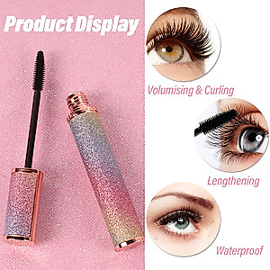 4D Silk Fiber Lash Mascara, Black Voluminous Fiber Thrive Mascara, Mascara Black Volume and Length, Longer Thicker Eyelashes, Waterproof & Long Lasting, No Smudge, No Clumping, No Flaking (1pcs)
