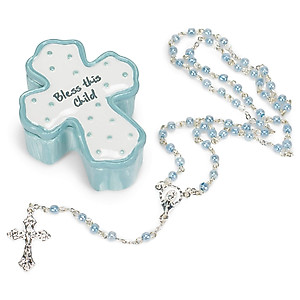 Roman Giftware Inc., Children's Gifts, New Baby, .75" H Bless BOY Box W/Rosary,Religious, Inspirational, Durable (2x2x1)