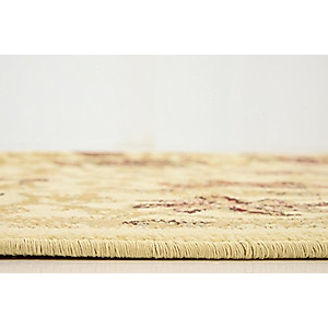 Unique Loom Voyage Collection Traditional Oriental Classic Intricate Design Area Rug, Round 6' 1" x 6' 1", Ivory/Tan