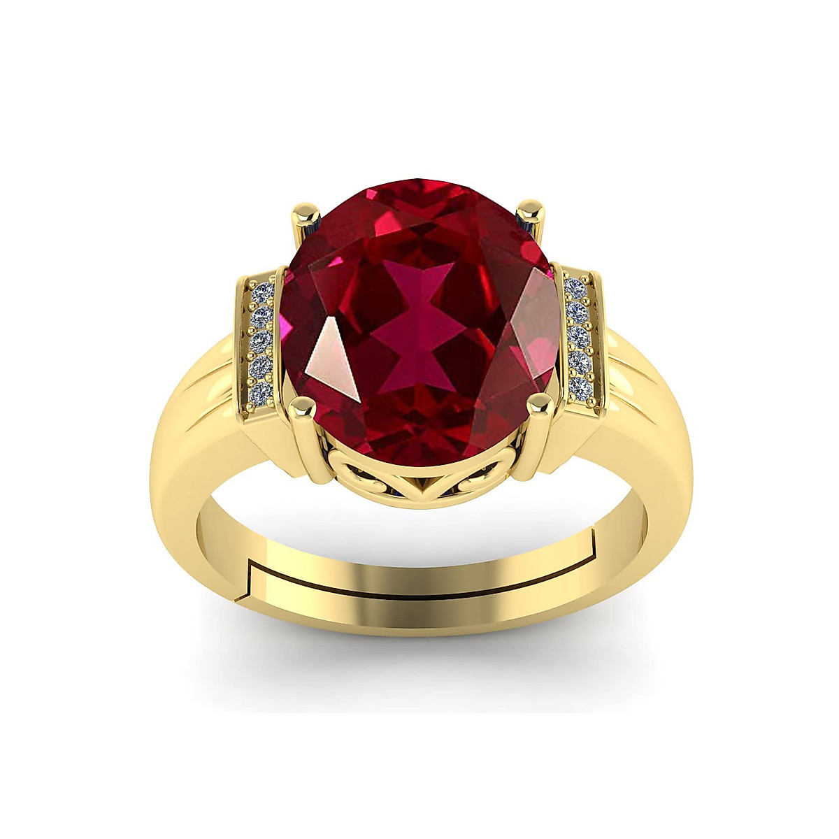 LMDPRAJAPATIS 7.25 Carat Red Ruby Birthstone Gold Plated Adjustable Ring For Men And Women