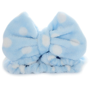 Hairizone Cute Makeup Headbands for Face Wash Shower Spa Elastic Head Band with Soft Big Bow Hair Band for Women Wrap (Pink/Blue)