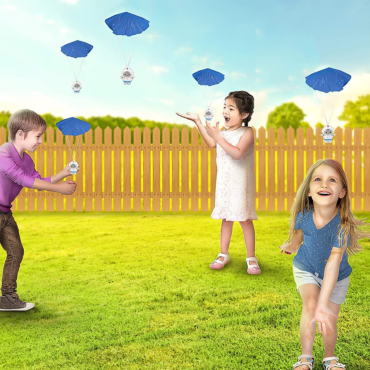 ArtCreativity Astronaut Paratroopers – Bulk Pack of 24 Durable Plastic Parachute Toys for Kids – Perfect for Party Favors, Goodie Bags, and Outdoor Fun for Boys and Girls