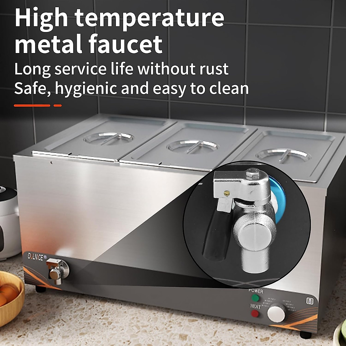 DULNICE Commercial Food Warmer,Electric 1/3GN*3 Pans Bain Marie Stainless Steel Steam Table Container with Temperature Control Buffet Warmer Soup Warmer for Catering Restaurants 1500W