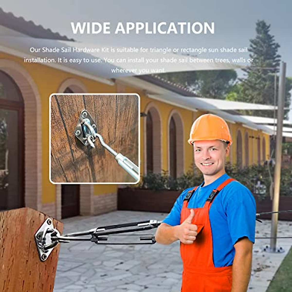 Bygytyo Sun Shade Sail Hardware Kit, 40 Pcs 304 Grade Stainless Steel 5 inch Sun Shade Sail Accessories,Anti-Rust Shade Sail Installation for Garden and Outdoor Patio Lawn