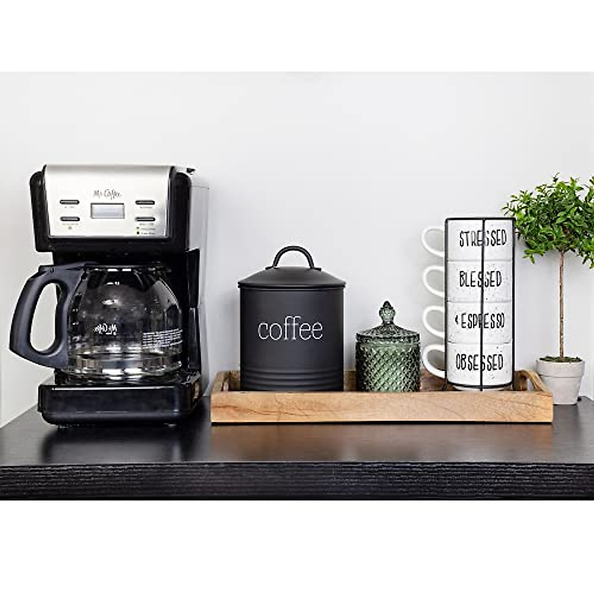 AuldHome Enamelware Black Coffee Canister; Modern Farmhouse Style Coffee Storage for Kitchen