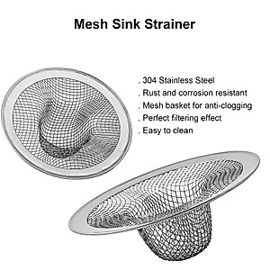 6-Pack Bathroom Mesh Sink Drain Strainer - 2.12" Top / 1" Small Stainless Steel Hair Basket Catcher for Bathroom Sink, Lavatory, Balcony, Utility, RV, Floor Drain