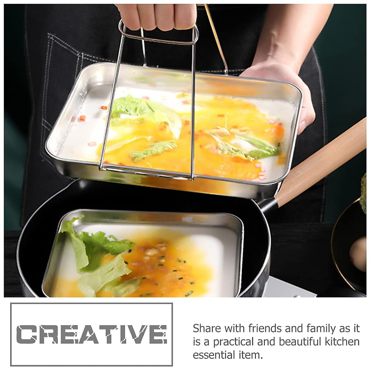 BESTonZON 4pcs Baking Sheets Stainless Steel Baking Pan Tray Cookie Sheet Oven Pan Food Tray Metal Dinner Dish for Lunch Dinner Camping Cooking Roasting Silver