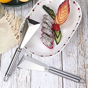 Klyuqoz Fruit Carving Knife, 2 Pack Fruit Cutter, Stainless Steel Vegetable Carving Tools, Triangular Shape DIY Carving Knives for Home Kitchen Platter Tray Decoration（Silver）