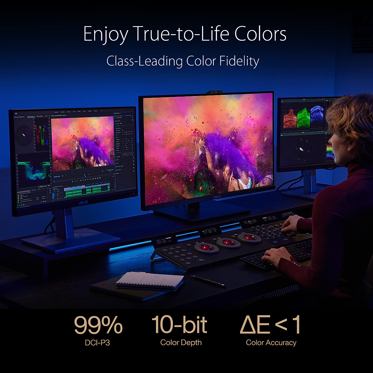 ASUS ProArt Display 31.5” 4K OLED Professional Monitor (PA32DC) - Built-in Motorized Colorimeter, Color Accuracy ΔE<1, 99% DCI-P3, USB-C, Auto Calibration, Compatible with Laptop & Mac Monitor,BLACK
