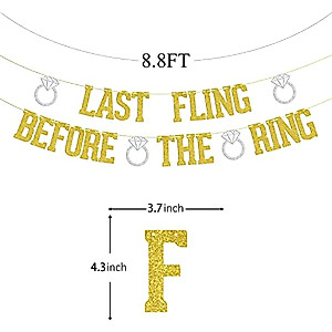 Last Fling Before The Ring Banner Gold & Silver Glitter, Bachelorette Party Decoration Banners, Bachelorette Sign Bachelorette Party Photo Props