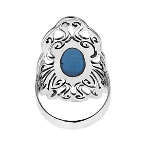 AeraVida Vintage Filigree Swirl Beauty Oval Abalone Shell .925 Sterling Silver Ring | Vintage Delicate Wedding Rings For Women (9)