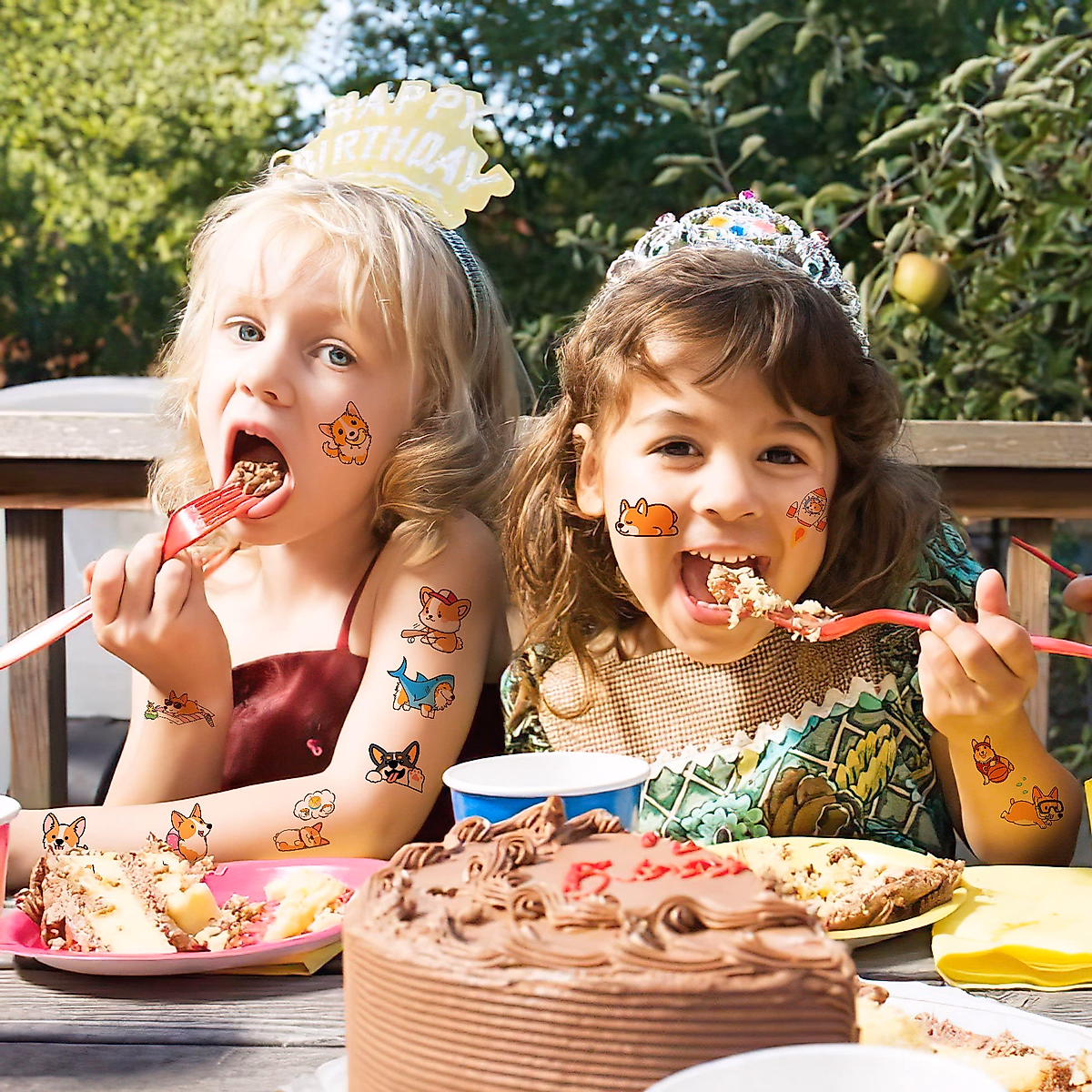 8 Sheet (96Pcs) Corgi Temporary tattoos for Kids, Pet Dog Birthday Party Decorations Favors Supplies Super Cute Tattoos Sticker Gifts for Boys Girls Baby Shower Prizes Rewards Christmas