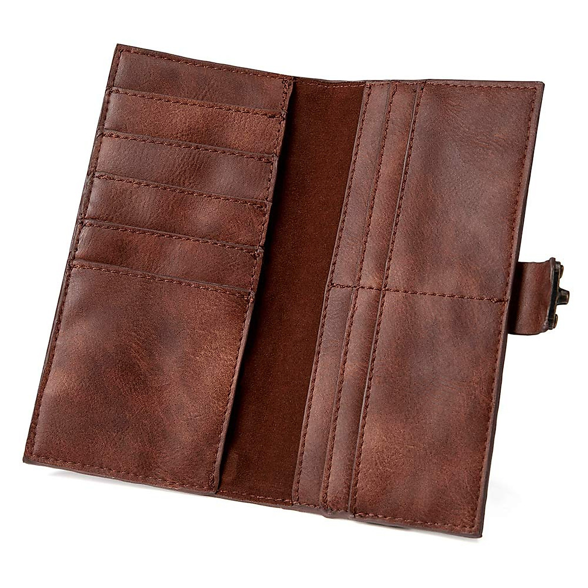 Valentoria Handmade Vintage Steampunk Gear Womens RFID Blocking Long Wallet Genuine Leather Card Holder Purse Handbag Clutch Cell Phone Purse Bag Holster Gift for Women Men (C)