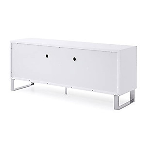 Zuri Furniture Modern Neve Sideboard in White High Gloss Lacquer with Polished Stainless Steel Legs