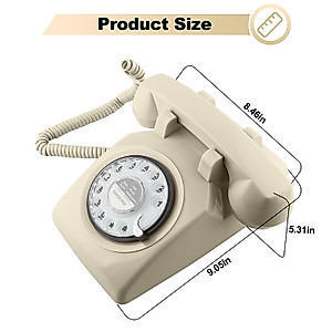 Sangyn Retro Rotary Telephone 1960's Style Old Fashioned Vintage Home Phone with Mechanical Ringer and Speaker Function