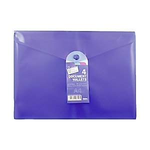 Just Stationery 4 A4 Polyfile Plastic Wallet