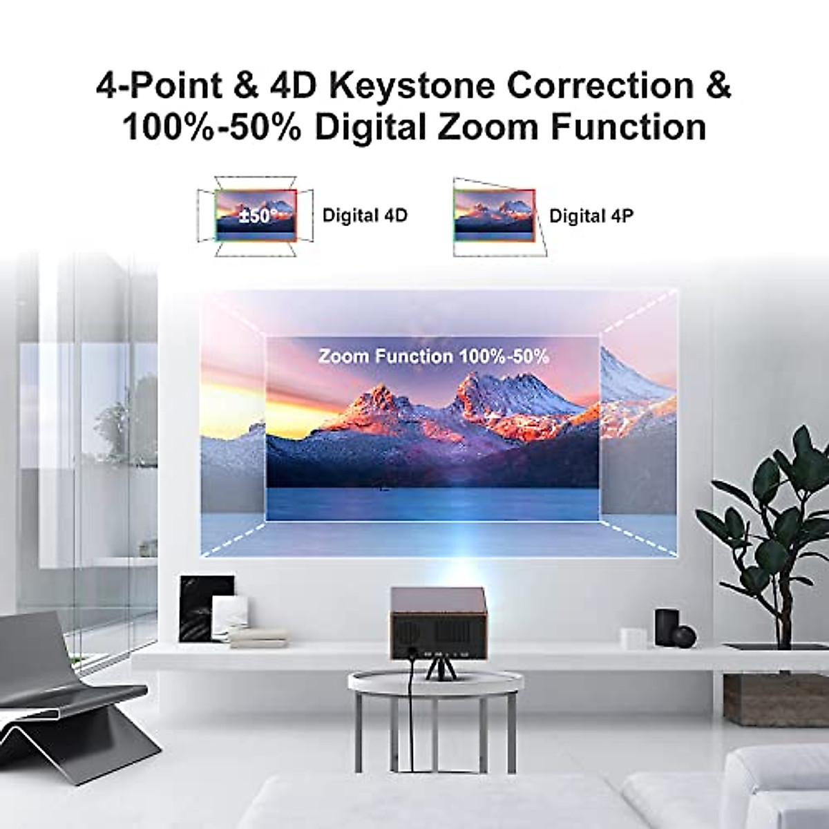 Projector, Projector with WiFi and Bluetooth XIDU 15000L Outdoor Projector 4K Support, Native 1080P Projector with 300" Display Home Theater Movie Projector, Compatible w/TV Stick/iOS/Android/Win/PS5