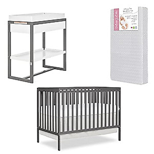Dream On Me Nursery Essentials Bundle of Dream On Me Synergy 5 in 1 Convertible Crib, Dream On Me Arlo Changing-Table, with a Dream On Me Honeycomb Orthopedic Firm Fiber Standard Crib Mattress