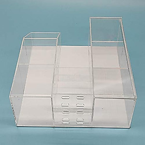 #N/A Makeup Organizer Eyelash Extension Supplies Storage Display Box w/Tweezer Holder Stand 22 x 22 x 10cm - Transparent Acrylic