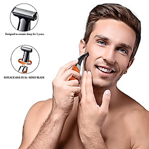 Electric Razor, Beard Trimmer Men, Waterproof Beard Grooming,Cordless USB Rechargeable Body Groomer and Hair Remover for Eyebrow, Beard Facial& Body Hair for Men and Women