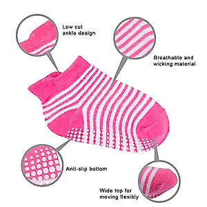 Duufin 16 Pairs Non Skid Toddler Socks Ankle Toddler Grip Socks Kid Gripper Socks for Toddler Boys Girls, 1-3T
