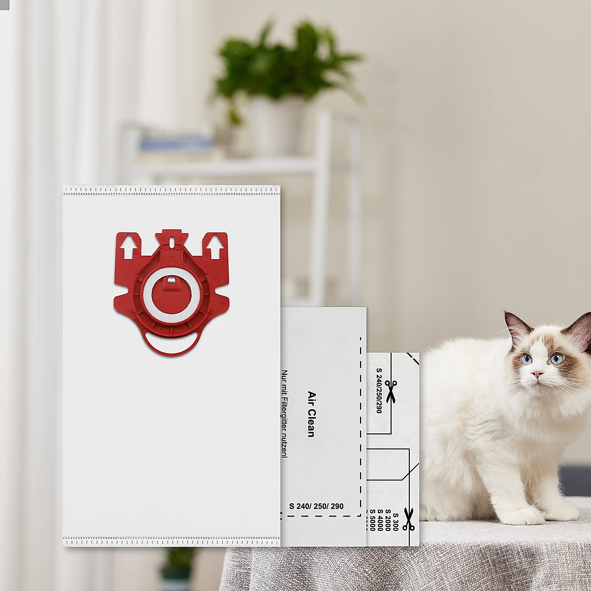 12 Pack FJM Vacuum Bags Compatible with Miele FJM Bags AirClean 3D Efficiency Vacuum Cleaner, Include 4 Pair Pre-Motor and Post-Motor Filters