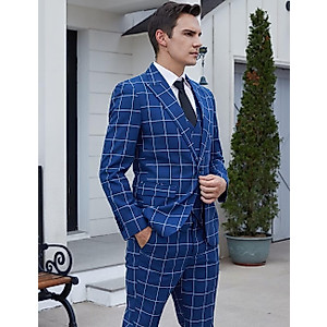 Plaid Suits for Men Hunt Green 3 Peice Checked Suits Slim Fit Suits Formal Wedding Dress Suits Size 4XL