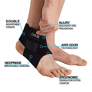 Ankle Support for Men and Women - Neoprene Breathable Adjustable Ankle Brace Sprain for Running, Basketball by Cotill (Small)