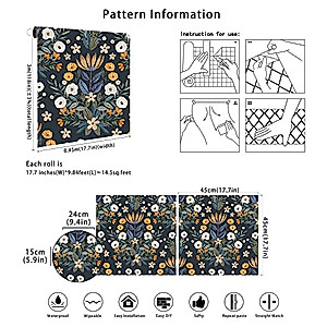 Floralplus Peel and Stick Wallpaper Boho Removable Wallpaper Boho Wallpaper Peel and Stick Leaf Floral Wallpaper for Renter Wall Decor Vinyl Forest Wallpaper 118 * 17.7in