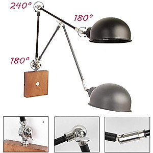 CONXEN Bedroom Wall Lights, Wall Sconces, Industrial Swing Arm Wall Lamp Wall Sconce Lighting Wall Light Fixtures Plug in Cord with On Off Switch Base Compatible with Indoor and Bedroom