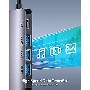 vilcome USB C Hub Adapter, 8-in-1 USB C Adapter,with 4K USB C to HDMI,SD/TF Card Reader and Ethernet,3 USB 3.0 Ports,87W Power Delivery,for MacBook Pro, iPad Pro 2019/2018, Pixelbook, XPS, and More