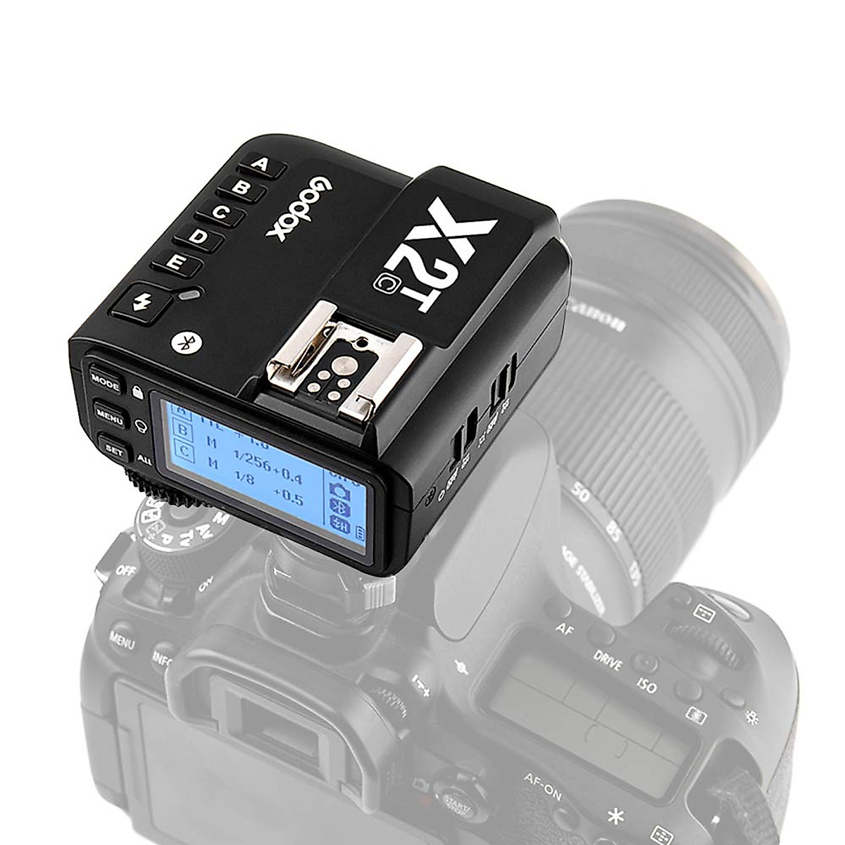 Godox X2T-C TTL Wireless Flash Trigger with Bluetooth Connection for Canon, 2.4G HSS 1/8000s,TCM Function,5 Separate Group Buttons & Quick Lock Hot-Shoe &LCD Display