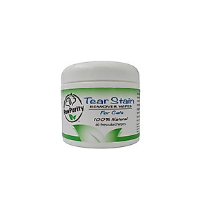 PawPurity Tear Stain Remover Wipes (60 pcs) for Cats | 100% Natural, Safe and Effective. | Removes Stains from Eyes of Cats and Kittens | Recommended by Vets/Groomers | Contains Colloidal Silver