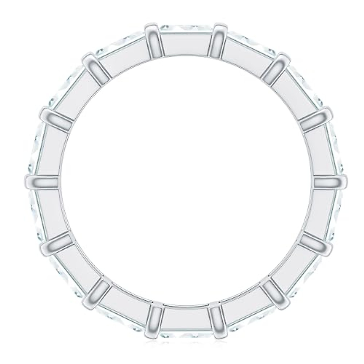 Certified Moissanite Diamond Eternity Band, D-Vs1 Quality, East West Ring, Moissanite Anniversary Ring - With Jewelry Box, 14K White Gold, Size:US 7.00