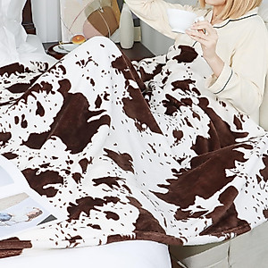 Throw Blanket Soft Brown Cow Blanket Fuzzy Cozy Blanket Lightweight Fleece Blankets Cute Stuff Decor Gifts for Teen Girls Boys Kids