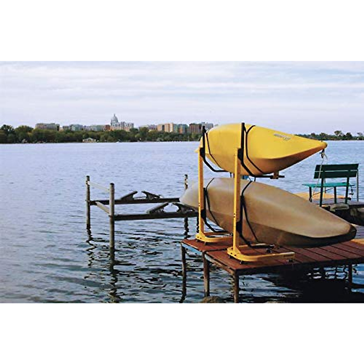 Suspenz Kayak Storage Rack, 2-Boat Free Standing Kayak, Canoe, SUP Deluxe Storage Rack, Indoor & Outdoor, Yellow, 48" x 24" (11-0203)