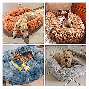 Square dog bed plush solid color pet bed cat mat for small, medium and large pets super soft winter warm sleeping mat 43x35x20cm pink