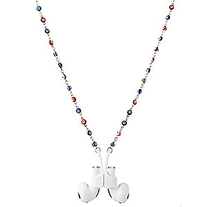 Female Magnetic Anti-Lost Straps Holder Gold Chain Colorful Eye Beads Necklace Leash String for Airpods Pro 3 2, 72cm (Colorful Beads), 28.35X0.43X0.43inches (FDL-001)