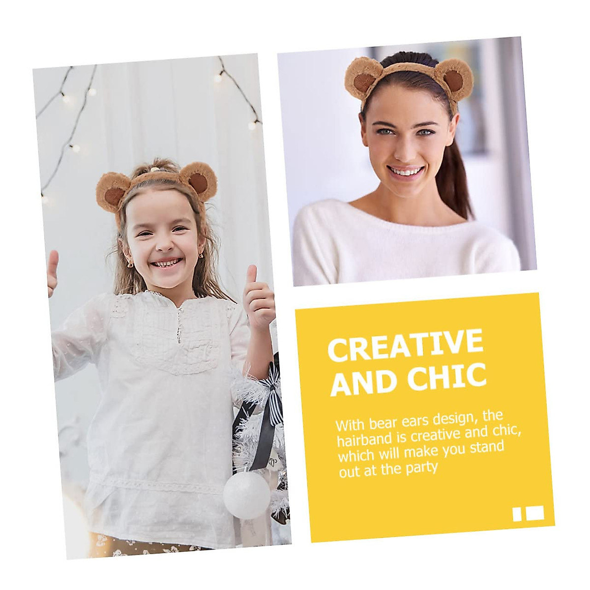 Abaodam 6 Pcs Bear Ear Headband Faux Animal Headband Animal Ear Headband Hair Bandanas Reusable Headband Makeup Headband Lovely Hair Band Hair Bands Dorable Headband Panda Fabric Cosplay