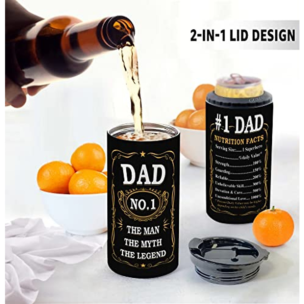 Dad Can Cooler - Can Cooler for Dad, Daddy, Father - Dad Tumbler - Gift for Father from Daughter, Son, Kids on Father's Day, Birthday, Christmas