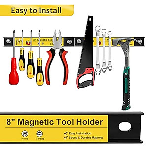 UCINNOVATE 8” Magnetic Tool Holder, 6 Pack Heavy Duty Magnetic Screwdriver Organizer Tool Holder Strips, Magnetic Strip Holder Workbench Storage, Magnet Tool Organization Bar for Wall Garage Wrenches