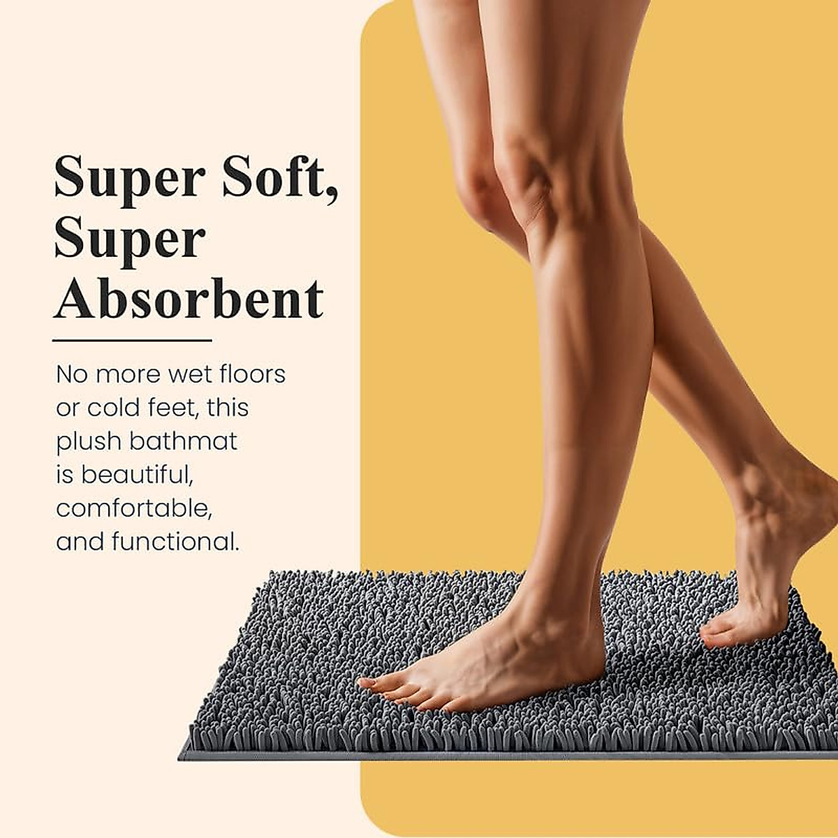 MAYSHINE Plush Shaggy Chenille Bath Mat | Extra Soft, Super Absorbent, Non-Slip Bathroom Rug | Fluffy Microfiber, Area Rug Sets for Bathroom Floor, Kitchen, Living Room | 32"x20" | Red