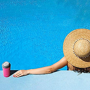 Zak Designs Durable 18/8 Stainless Steel with Vacuum Insulated Can and Bottle Cooler, Great for Cold Drinks Stay Cold in Pool and Party (12oz, Raspberry, BPA Free)