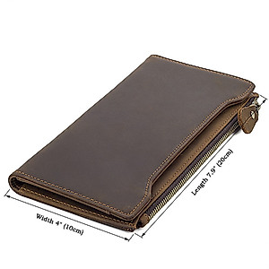 Genda 2Archer Men's Vintage Genuine Leather Long Bifold RFID Wallet Checkbook Holder
